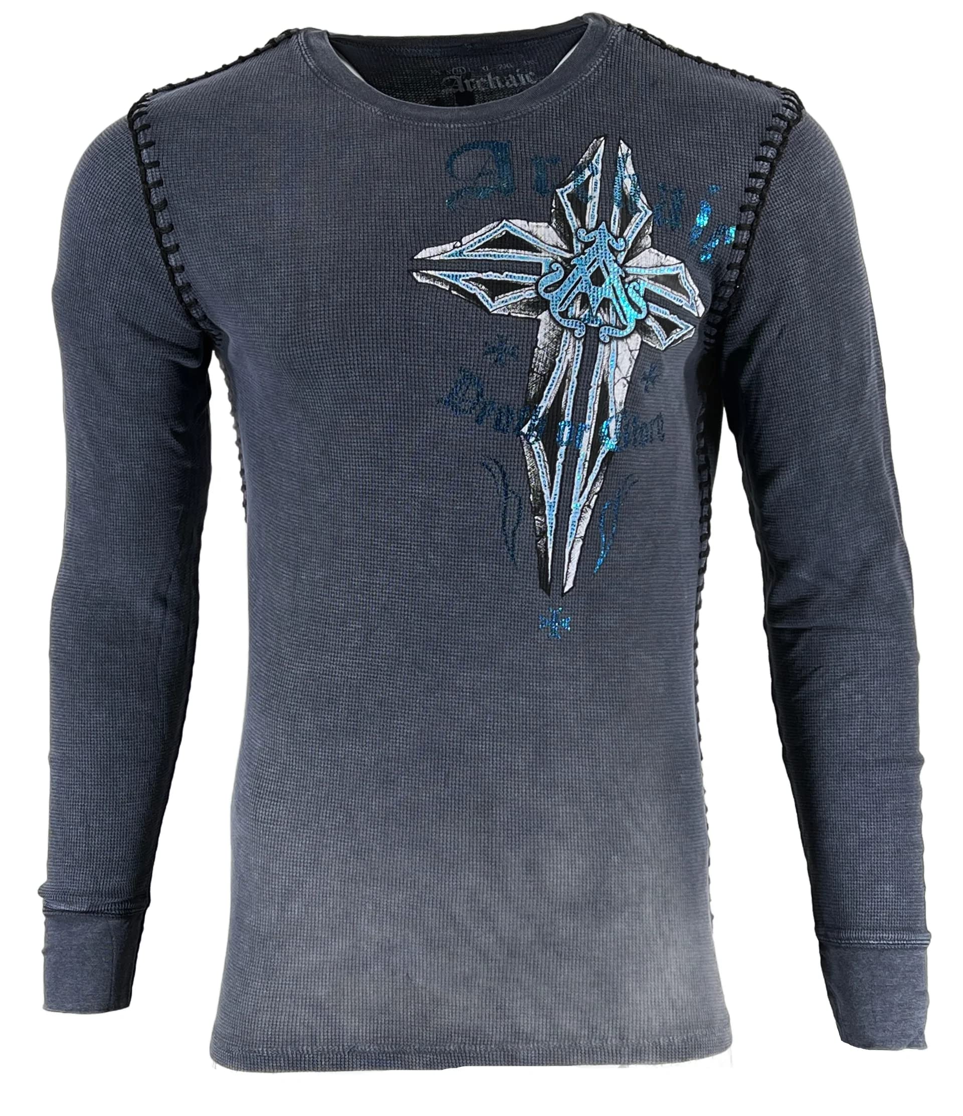 Archaic by Affliction Men's Thermal Shirt Feral Gray L