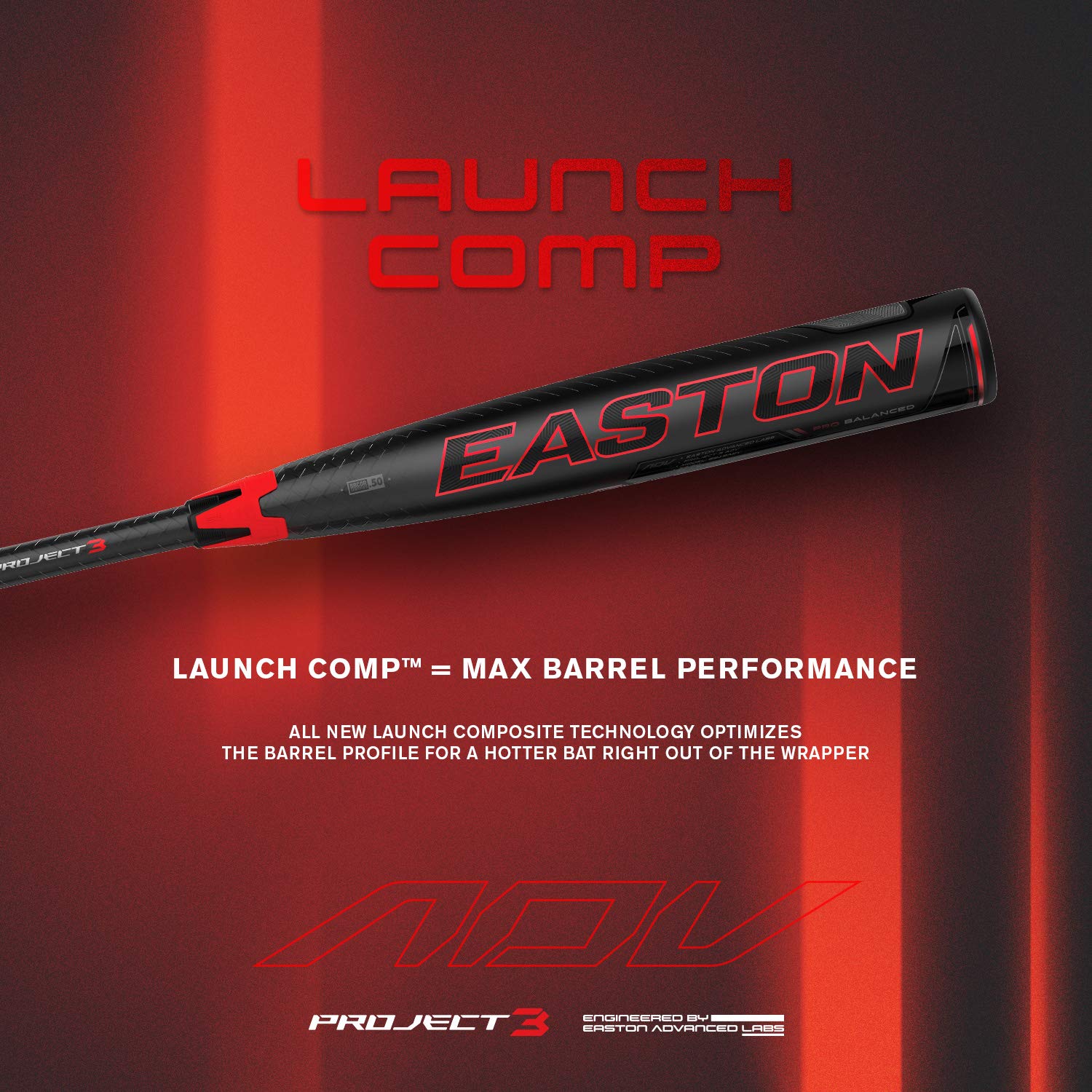 EASTON Project 3 ADV -3 BBCOR Baseball Bat | 31 inch / 28 oz | 2019 | 2 Piece Composite | iSO CNX | Launch Comp Barrel | Power Boost Knob | Speed End Cap