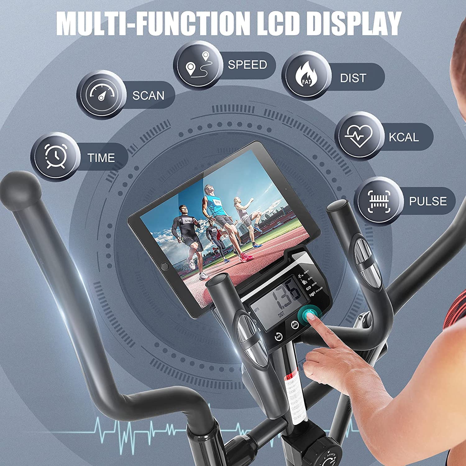 ANCHEER Elliptical Machine for Home use, Elliptical Training Machines with LCD Monitor & Pulse Rate Grips, 390LBS Weight Capacity Fitness Elliptical Quiet Driven with Large Flywheel for Exercise