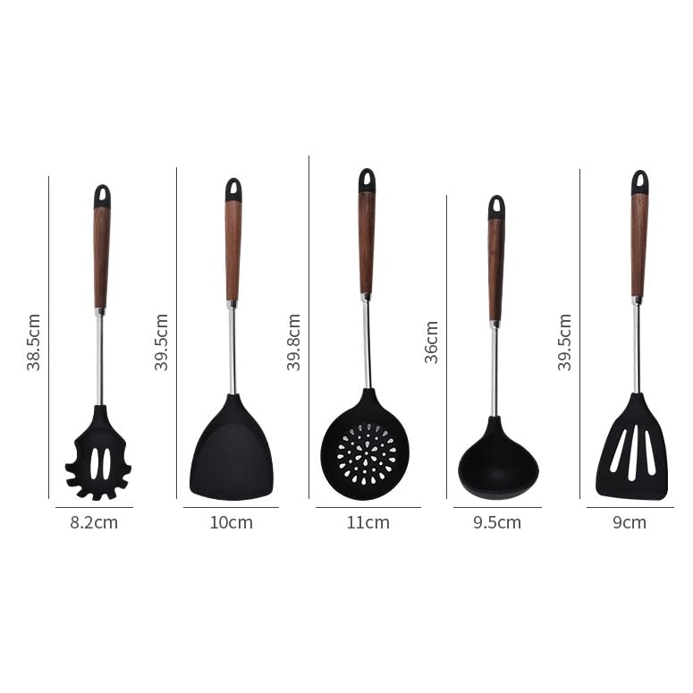 Angola Guyana Heat Resistant Silicone Kitchenware Cooking Utensils Set Colander Frying Shovel Soup Spoon Kit