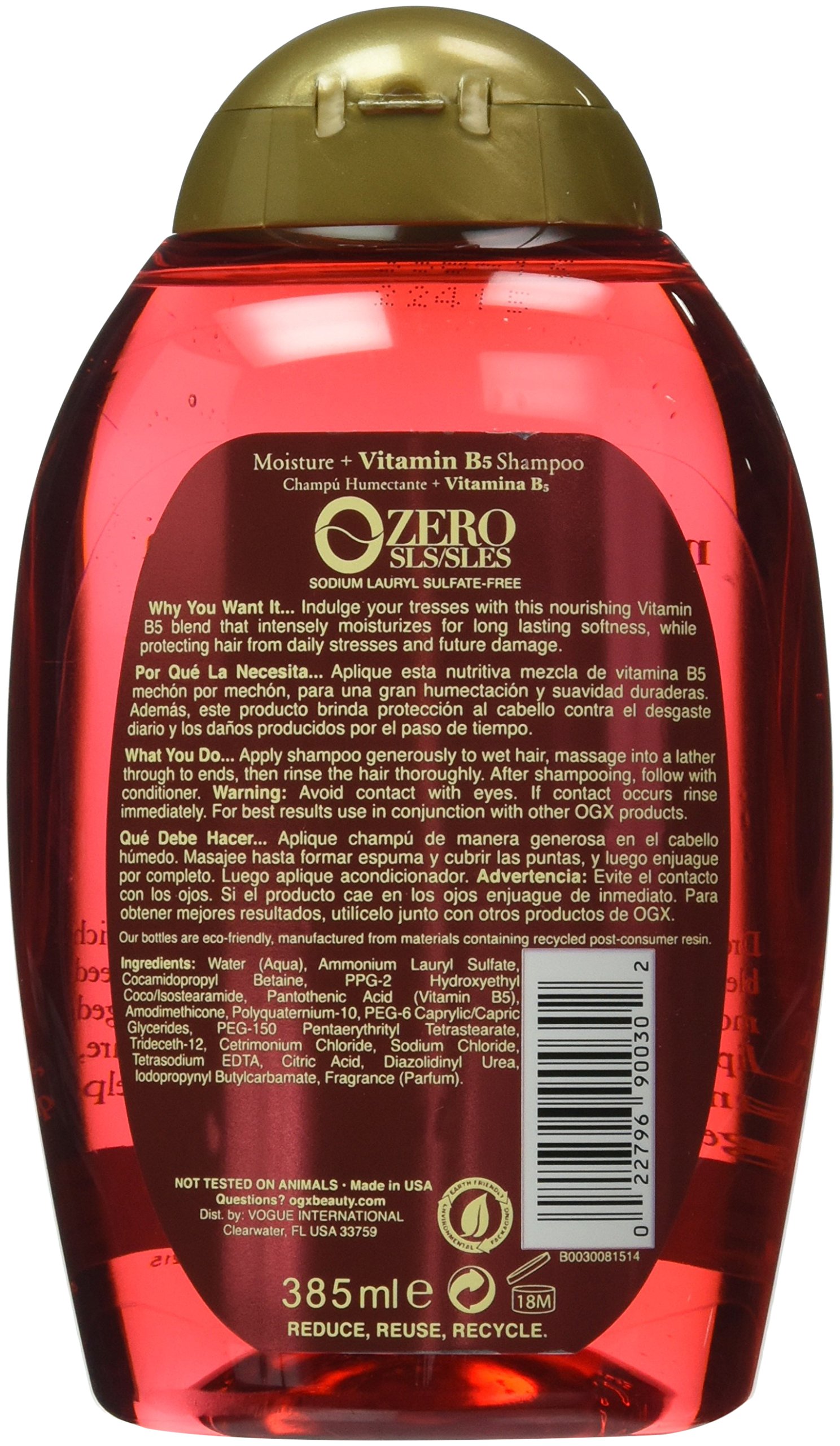 OGX Moisture + Vitamin B5 Shampoo, 13 Ounce