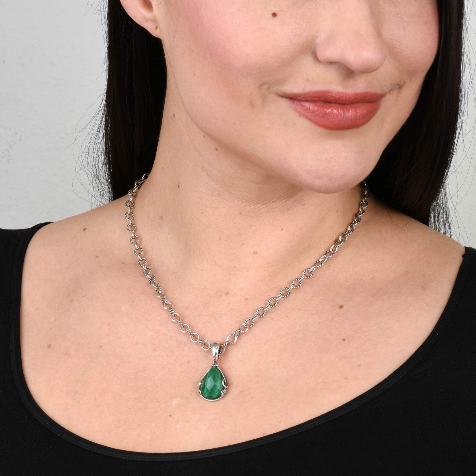 American West Sterling Green Malachite Doublet Pendant Enhancer