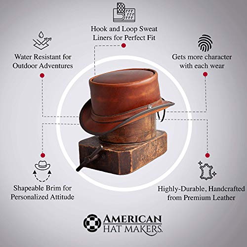 American Hat Makers Hampton Leather Top Hat for Men & Women β Shapeable Wide Brim Hat