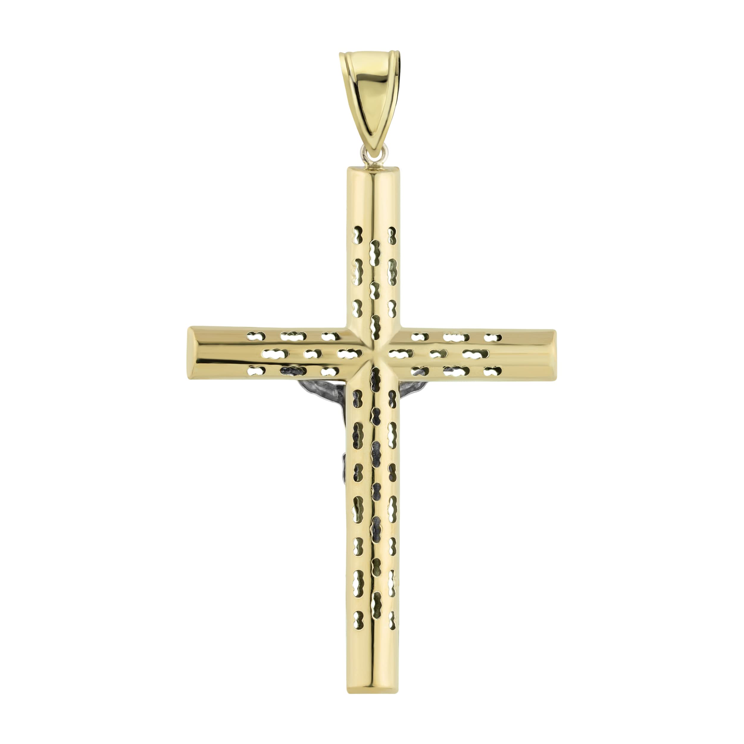 BAYAM 3.25" Huge Jesus Christ Crucifix Cross Pendant Charm Real 10K Yellow White Gold