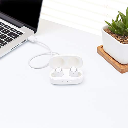 Amazon Basics Ultra-Light True Wireless Bluetooth Earbuds In Ear Headphones, White