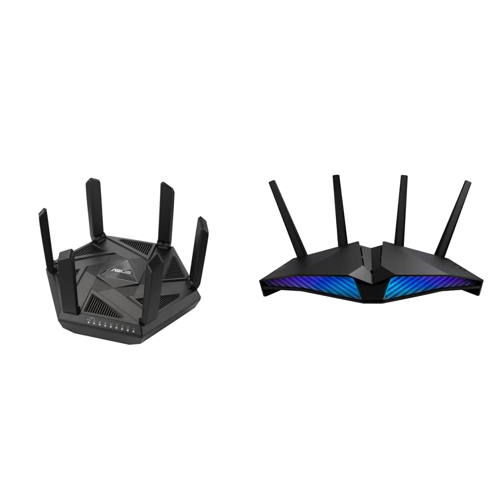 ASUS RT-AXE7800 Tri-Band WiFi 6E Extendable Router, 6GHz Band, 2.5G Port, Subscription-Free Network Security & AX5400 WiFi 6 Gaming Router - Dual Band Gigabit Wireless Internet Router, Aura RGB