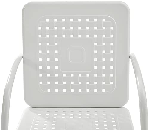 Crosley Furniture Bates 2-Piece Outdoor Chair Set, Retro Metal Patio Chairs for Dining, Porch, Deck, Balcony, White Gloss