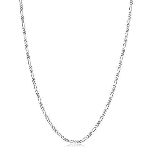 ARGENTO REALE Authentic 925 Sterling Silver 1.5MM 2MM Figaro Chain Necklace Womens Boys Girls 16-30