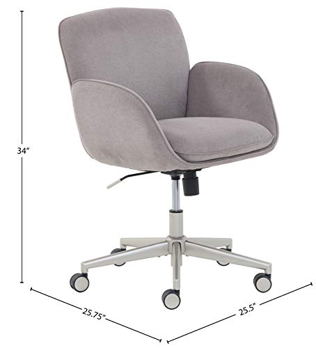 Amazon Brand – Rivet Modern Upholstered Swivel Home Office Task Chair, 25.5"W, Ash Gray with Nickel Finish