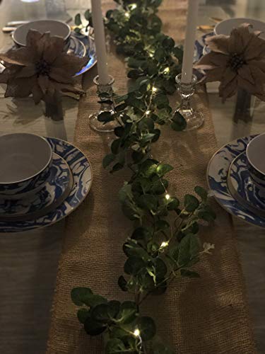 ANCHORED DECOR Artificial Eucalyptus Garland Vine comes with Fairy Led Lights Wedding Backdrop Arch Wall Decor Home Garden Greenery Garland Eucalyptus Leaves