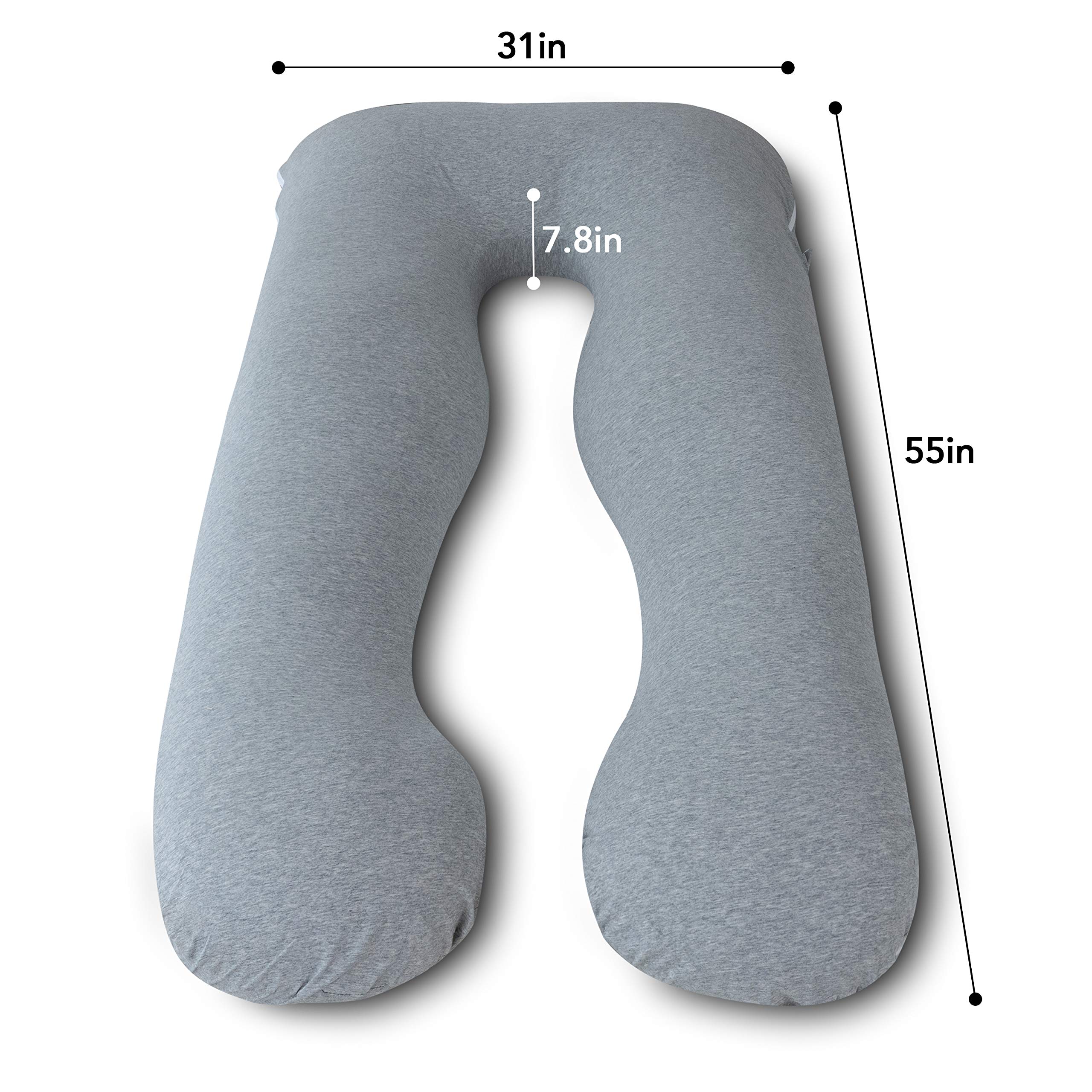 AngQi Pregnancy Pillow Cover – Fit 70" x 35" U Shaped Pillow - Maternity Pillow Case - 100% Cotton - White