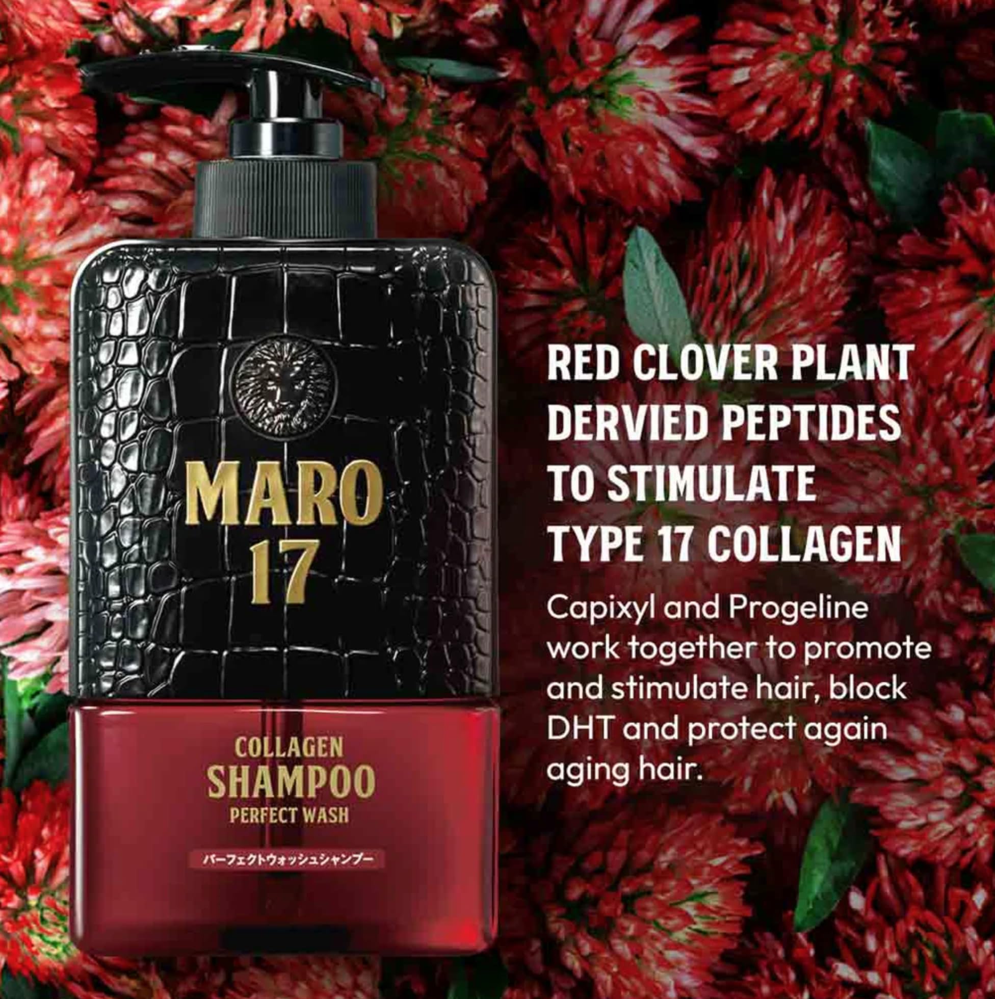 MARO17 MARO17 Collagen Shampoo Perfect Wash - Mens Shampoo for Hair Growth and Volume - Cleanses Dirt and Unnecessary Sebum - Sulfate Free + DHT Blocker and Collagen for Thicker Hair - Gifts for Men