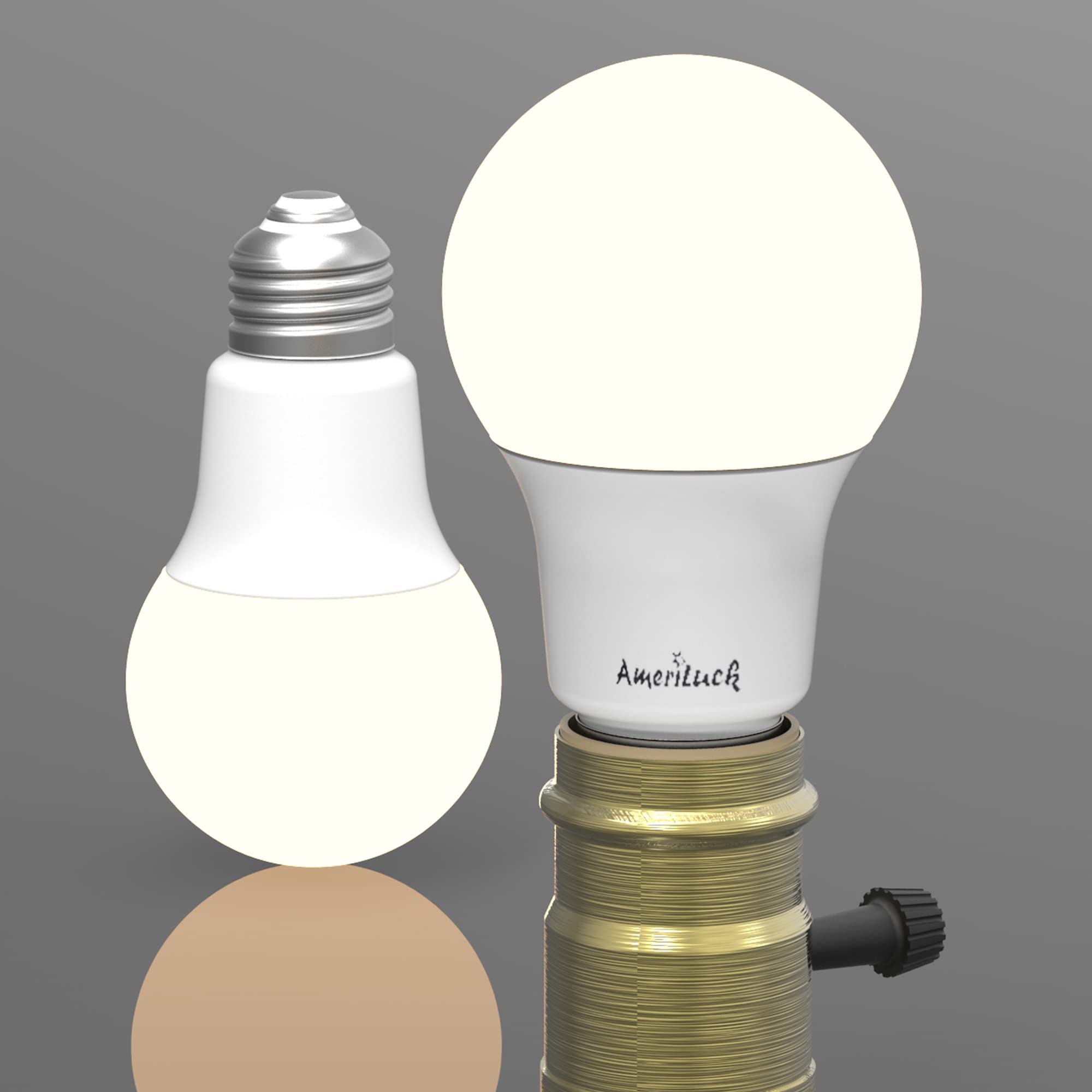 AmeriLuck 3-Way LED Light Bulb A19, 40-60-100W Equivalent, Low-medium-High Setting, Omni-Directional, Perfect for Reading and Needlework, 2700K Soft White, 2-Pack