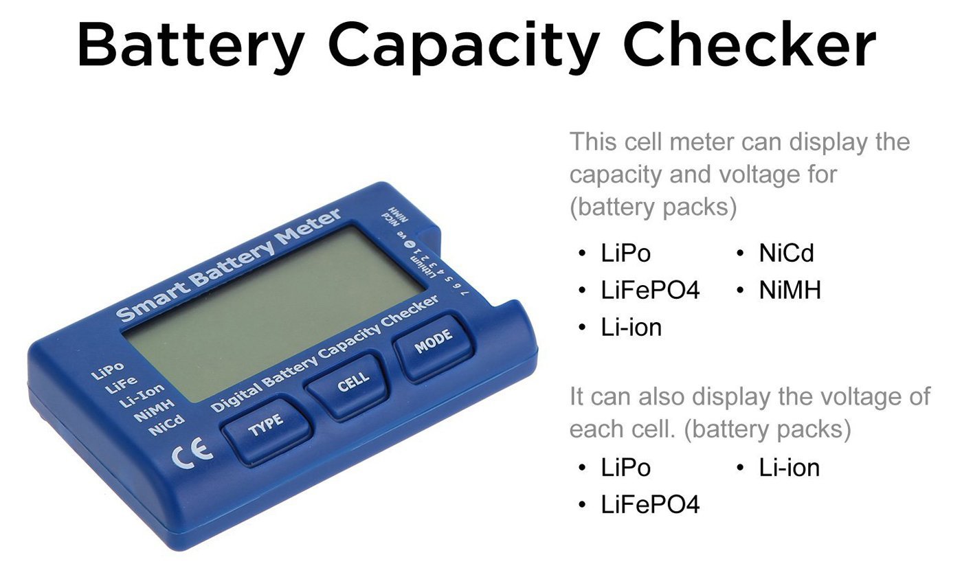 MaximalPower 5-in-1 Battery Meter, Intelligent Cell Meter Digital Battery Checker Battery Balancer for LiPo / LiFePO4 / Li-ion / NiCd / NiMH Battery Packs