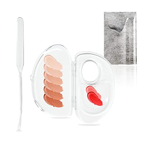 Anohuyho Acrylic Makeup Mixing Palette with Felt Bag, Liquid Foundation Storage Trial Makeup Facial Palette, Transparent spatula tool for Cosmetic Pigment Blending(YM)