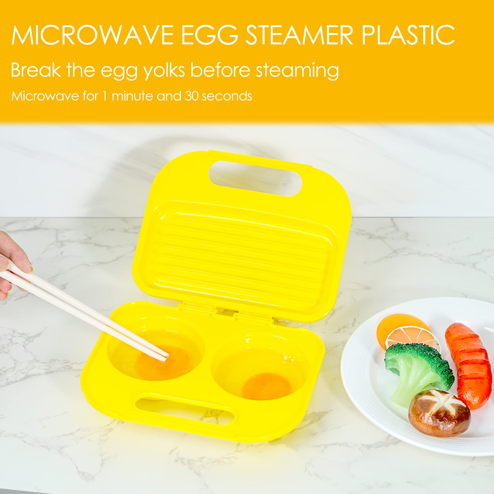 SHIDOW Egg Poacher, Microwave in Minutes, BPA Free for Quick and Healthy Breakfast, Microwave Egg Cooker, Microwave Maker for 2 Eggs, Dishwasher Safe(Yellow)