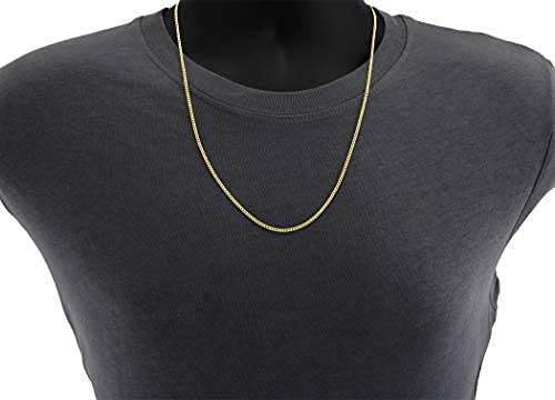 ARGENTO REALE 10K Gold 2.25,2.5MM Curb/Cuban Chain Necklace, 10K Gold Chain, 10K Dainty Necklaces