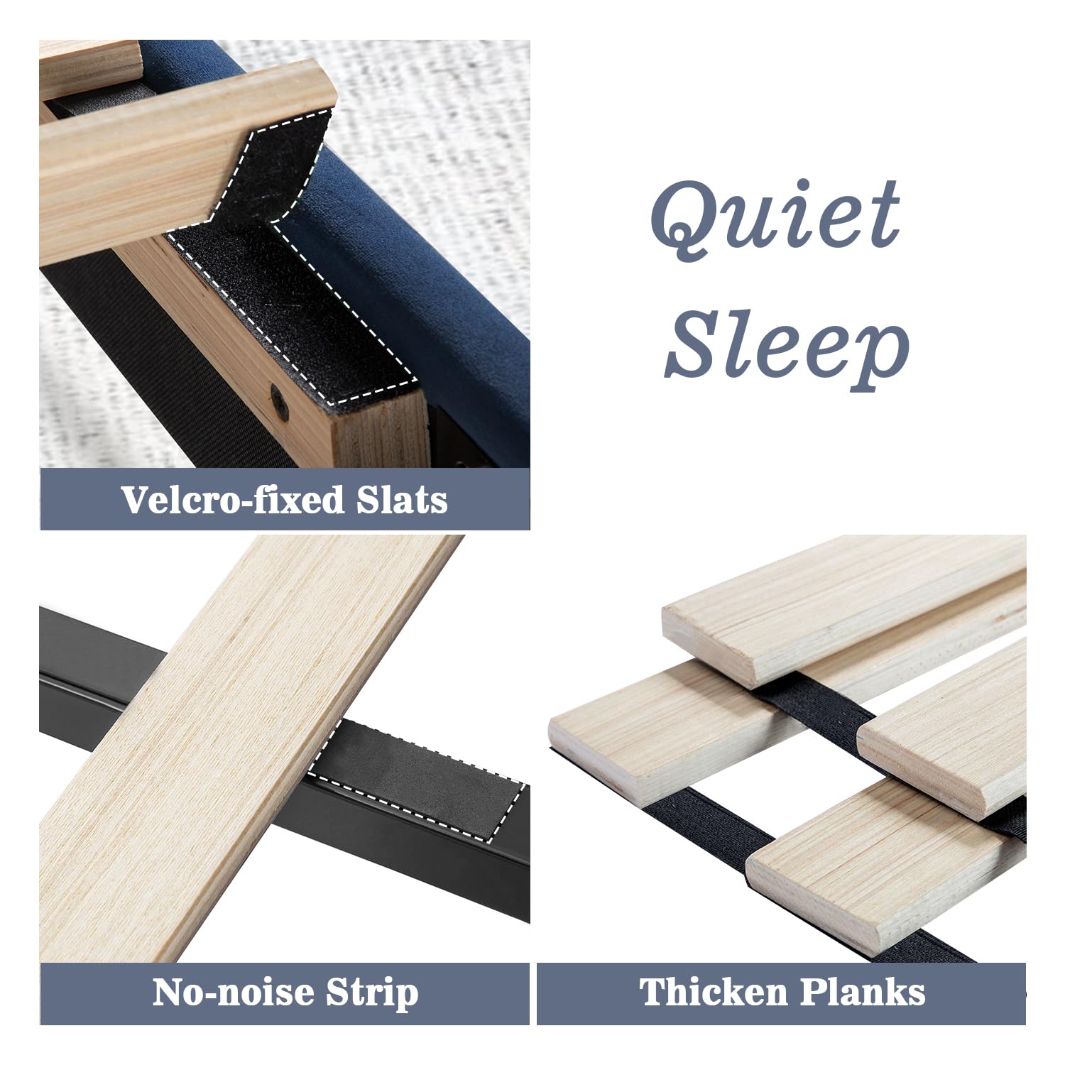 Allewie Queen Platform Bed Frame/Velvet Upholstered Bed Frame with Vertical Channel Tufted Headboard/Strong Wooden Slats/Mattress Foundation/Box Spring Optional/Easy Assembly/Navy Blue