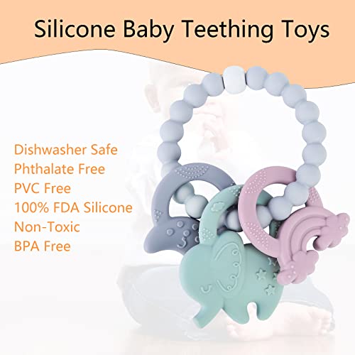 Baby Teething Toys, Silicone Teething Relief Toys, Baby Chew Toys for Sucking Needs, Infant to Toddler Teether, Food-Grade Silicone, Elephant Shape