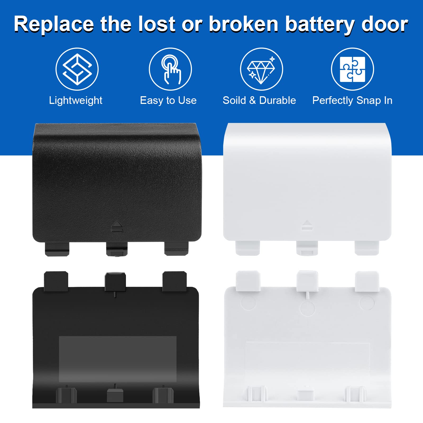 Battery Cover for Xbox One Controller, 4 Pack Back Cover Replacement Parts Compatible with Xbox One S, One X Wireless Controller *Black