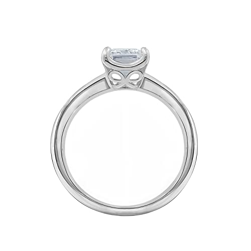 Amazon Essentials Platinum Plated Sterling Silver Infinite Elements Cubic Zirconia 1.5cttw Cushion Solitaire Engagement Ring, Size 9, (previously Amazon Collection)