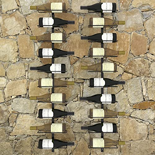 ALLFORYOURS Wall-Mounted Wine Racks for 20 Bottles 2 pcs Black Metal Black Furniture Cabinets Storage Wine Racks US Stock Fast Shipment