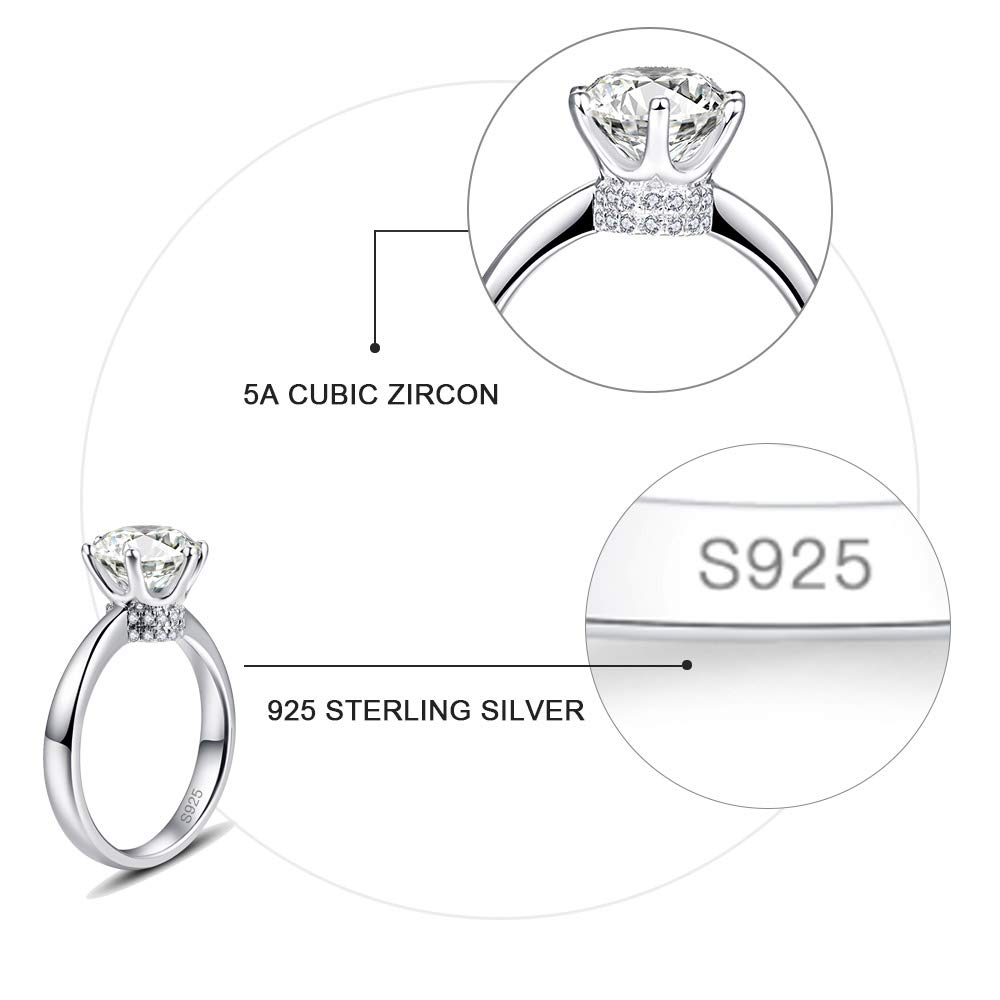 AVECON 925 Sterling Silver Solitaire Engagement CZ Ring Pear Cut 5A Cubic Zirconia Wedding Ring for Women Size 7