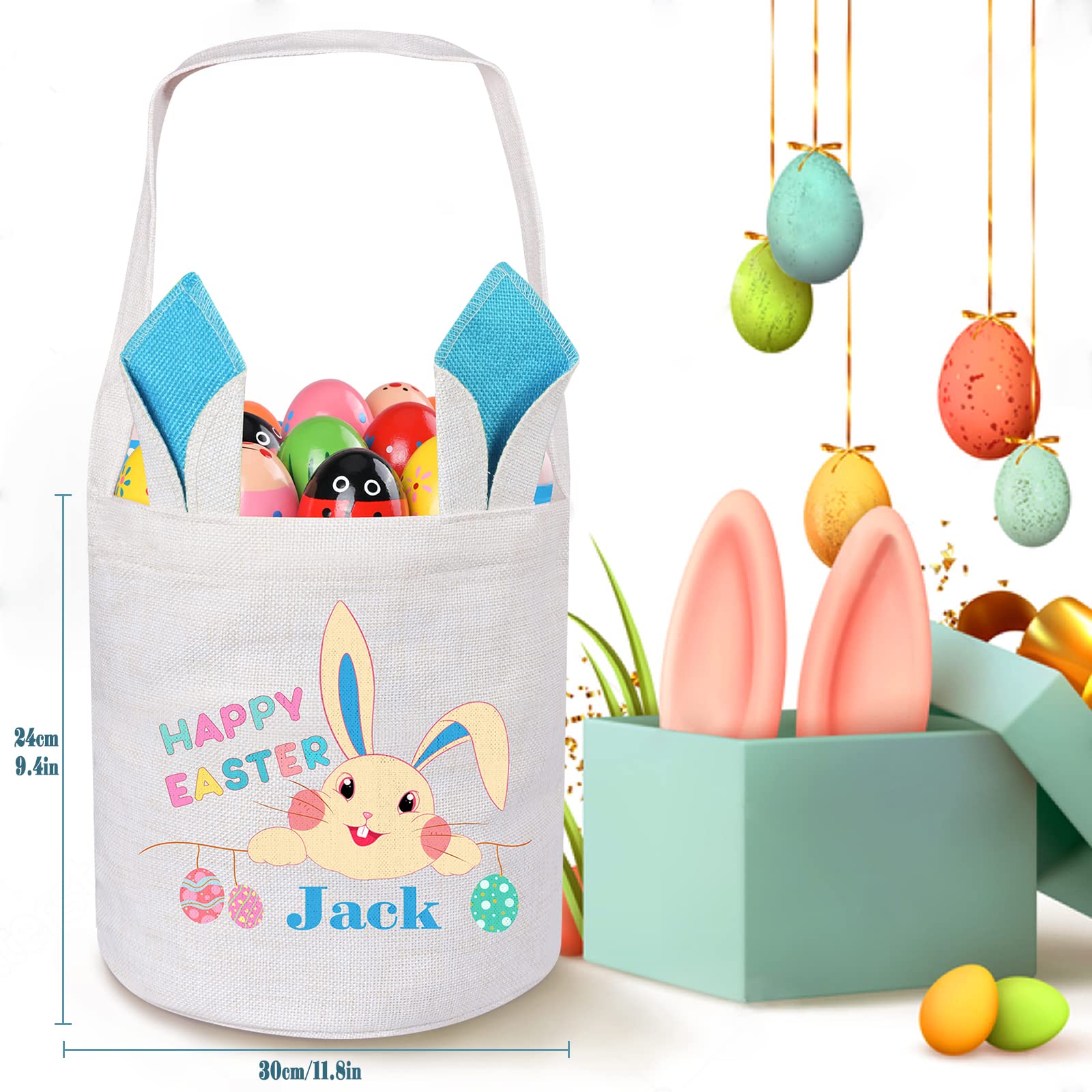 Easter Baskets for Kids, Jocidea Custom Easter Baskets for Kids Personalized Easter Basket for Girl Boy Easter Gifts Easter Basket Stuffers for Toddler Easter Basket Toys β Blue