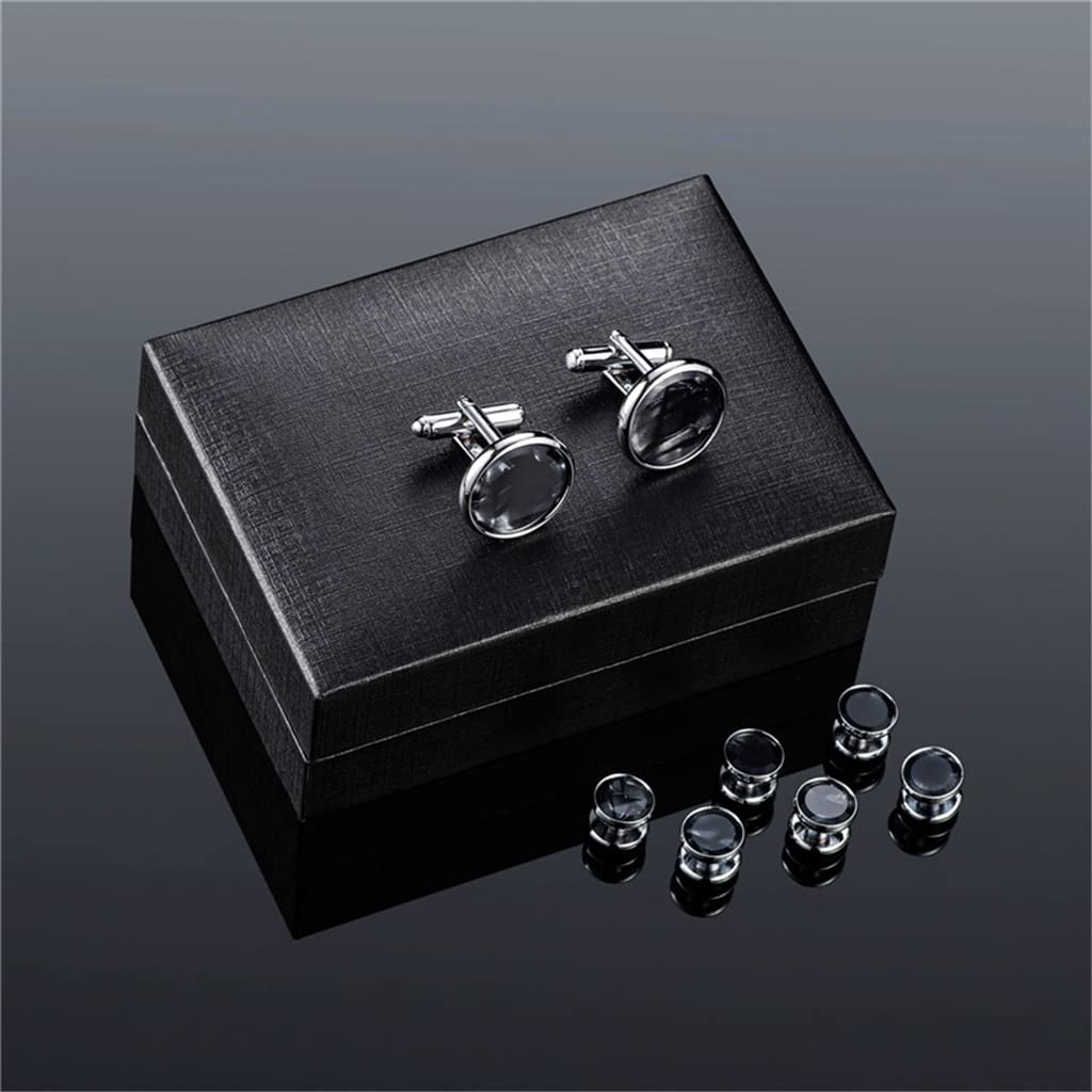 BBSJ Man Shirt Cufflinks Studs Set Metal Cufflink for Mens Gift for Husband Jewelry Business Tie Clip Men's