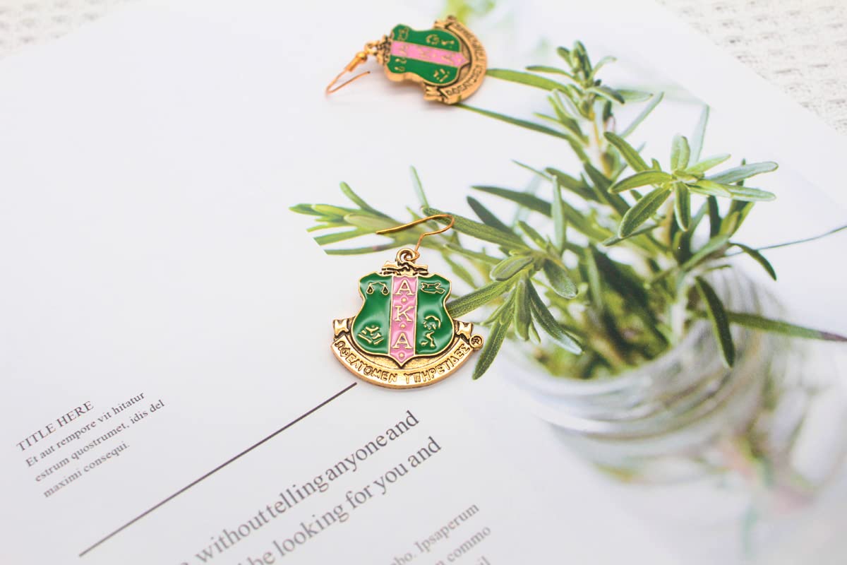 AKA Earrings for Women Girls Sorority Gift Jewerly Dangling Earrings with Pink Gift Box