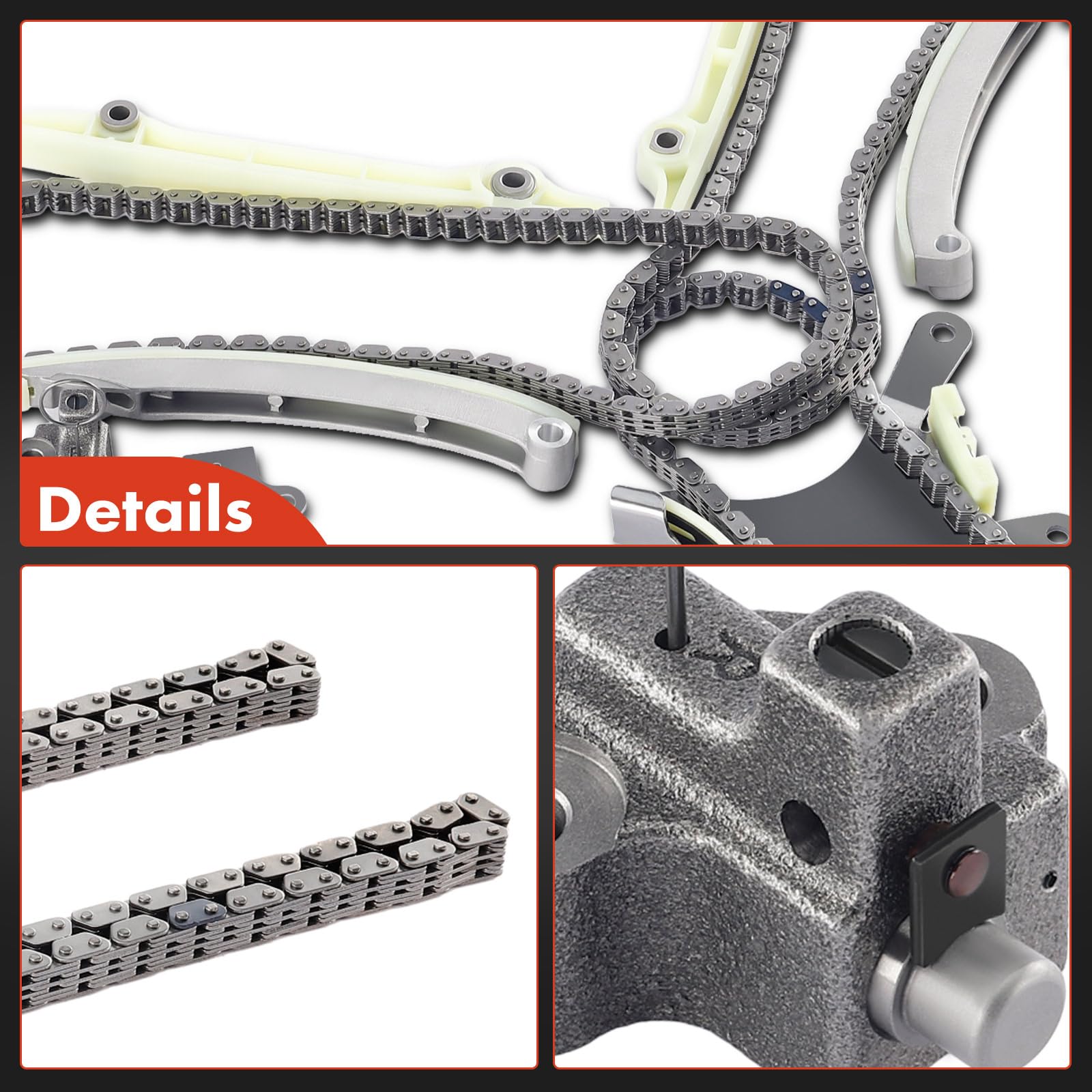 A-Premium 10PCS Engine Timing Chain Kit [fits SOHC, 8Cyl 4.7L] Compatible with Dodge Dakota 00-07, Durango 2000-2008, Ram 1500 02-07 & Jeep Commander, Grand Cherokee 99-06 & Mitsubishi Raider 06-07