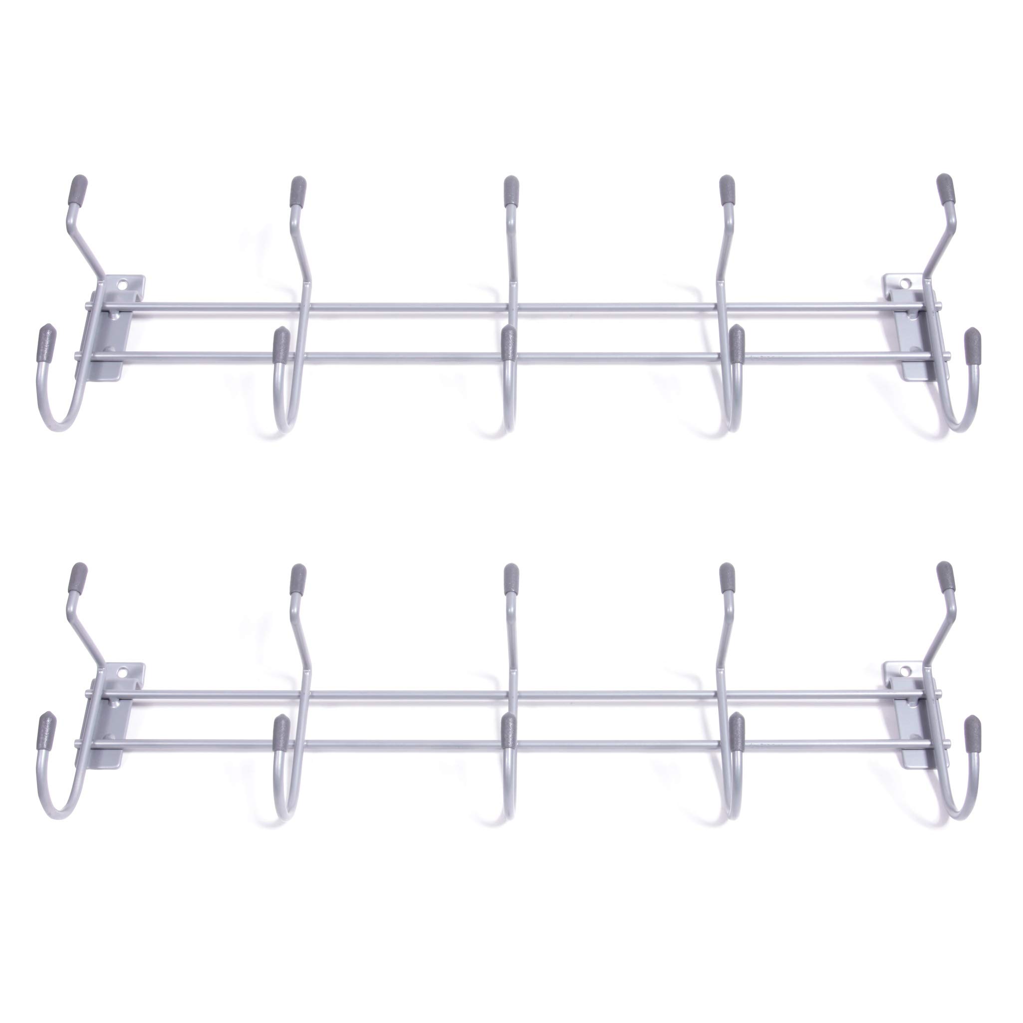 Crownwall Heavy Duty Steel Coat Hooks Bracket with 10 Pegs, Compatible Slat Wall Storage Organizer (2 Pack)