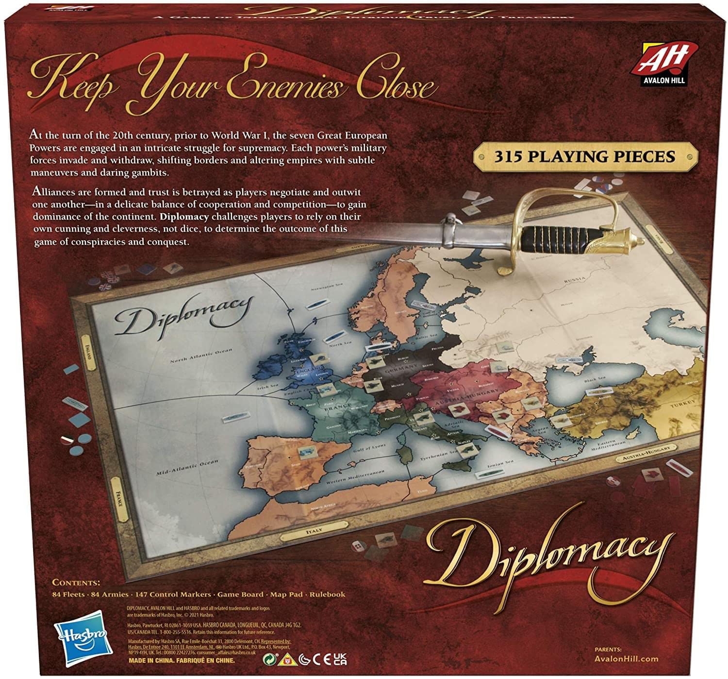 Hasbro Gaming Avalon Hill Diplomacy Cooperative Board Game, European Political Themed Strategy Game, Ages 12 and Up, 2-7 Players