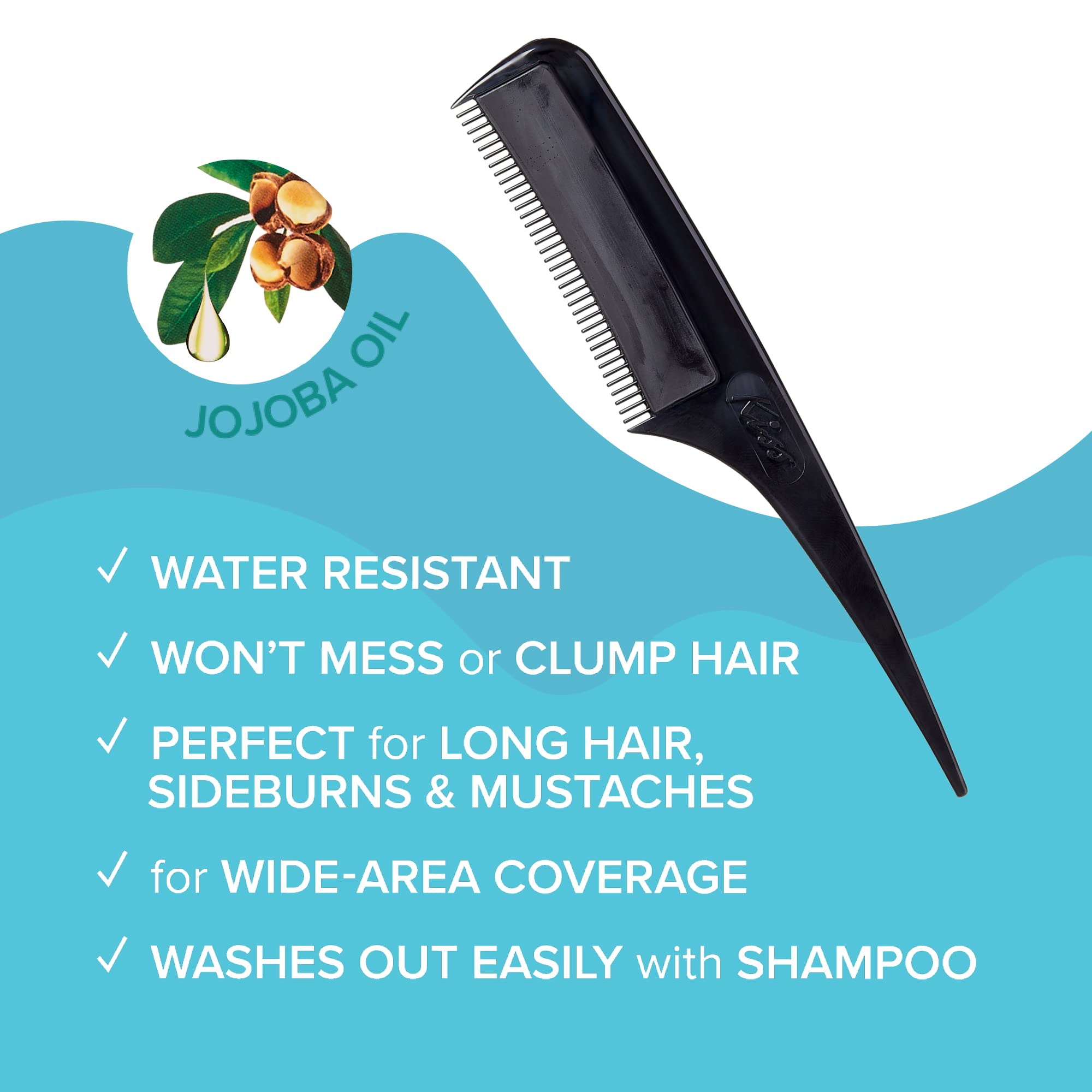 RED by Kiss Quick Cover Root Touch Up Comb Type Water-Resistant Temporary Gray Concealer Cover Up Brush for Hair and Beard (Black)