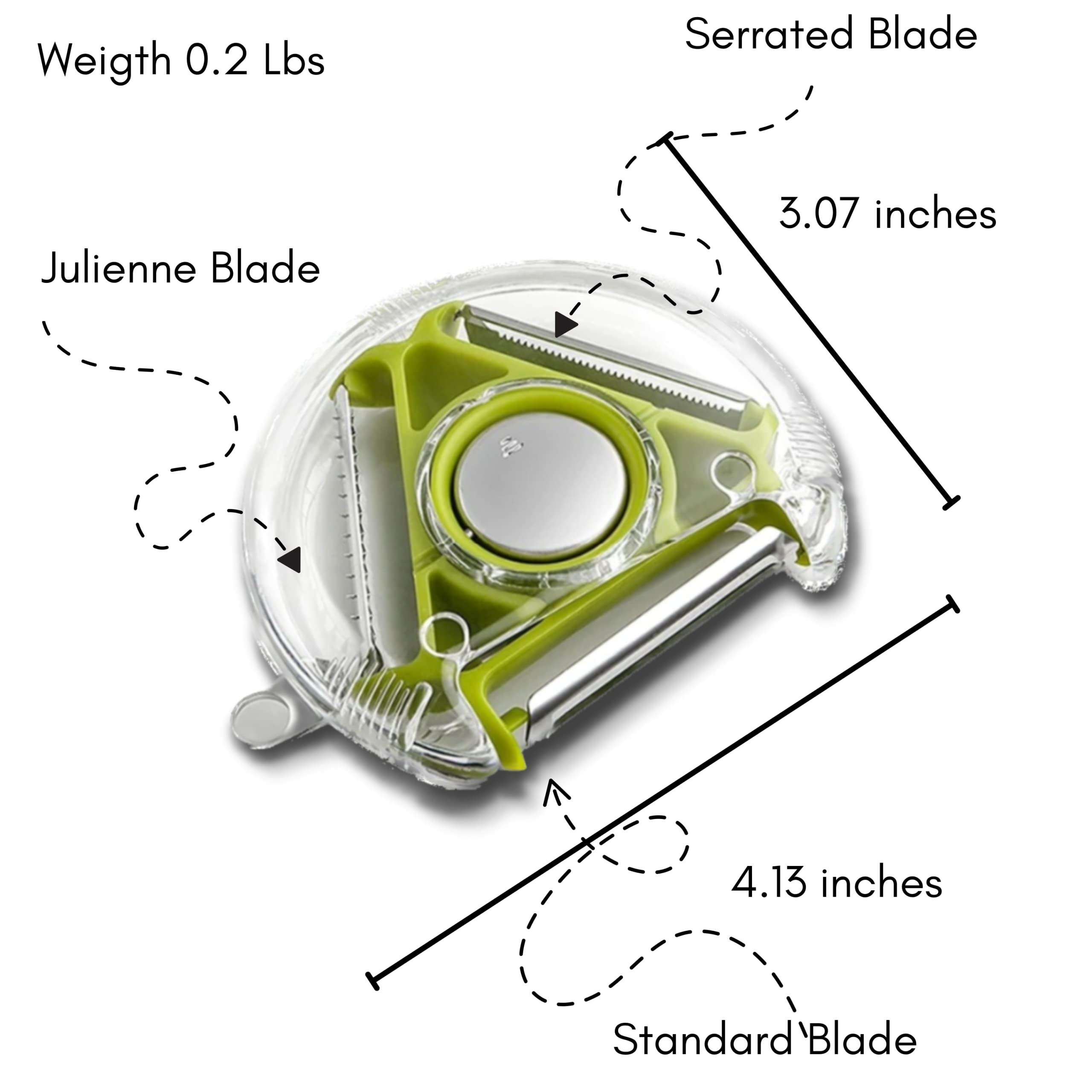 Apple Peeler β3 in 1β Multi-Functional Blades with a Button to Easy Switch | Non Slip Handle | Stainless Steel Kitchen Peeler for Fruits & Vegetables