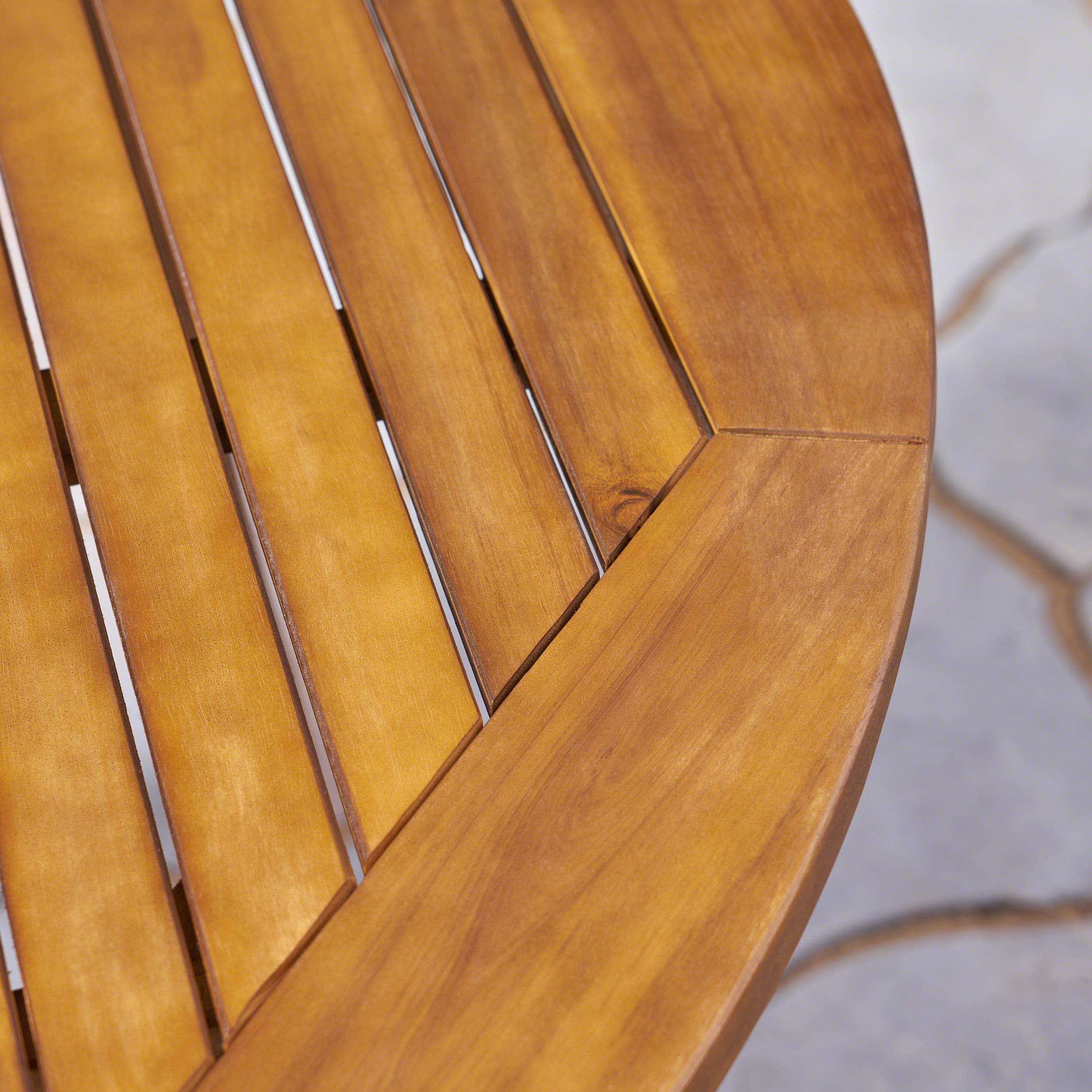 Christopher Knight Home Nick Outdoor Acacia Wood Round Dining Table, Teak Finish