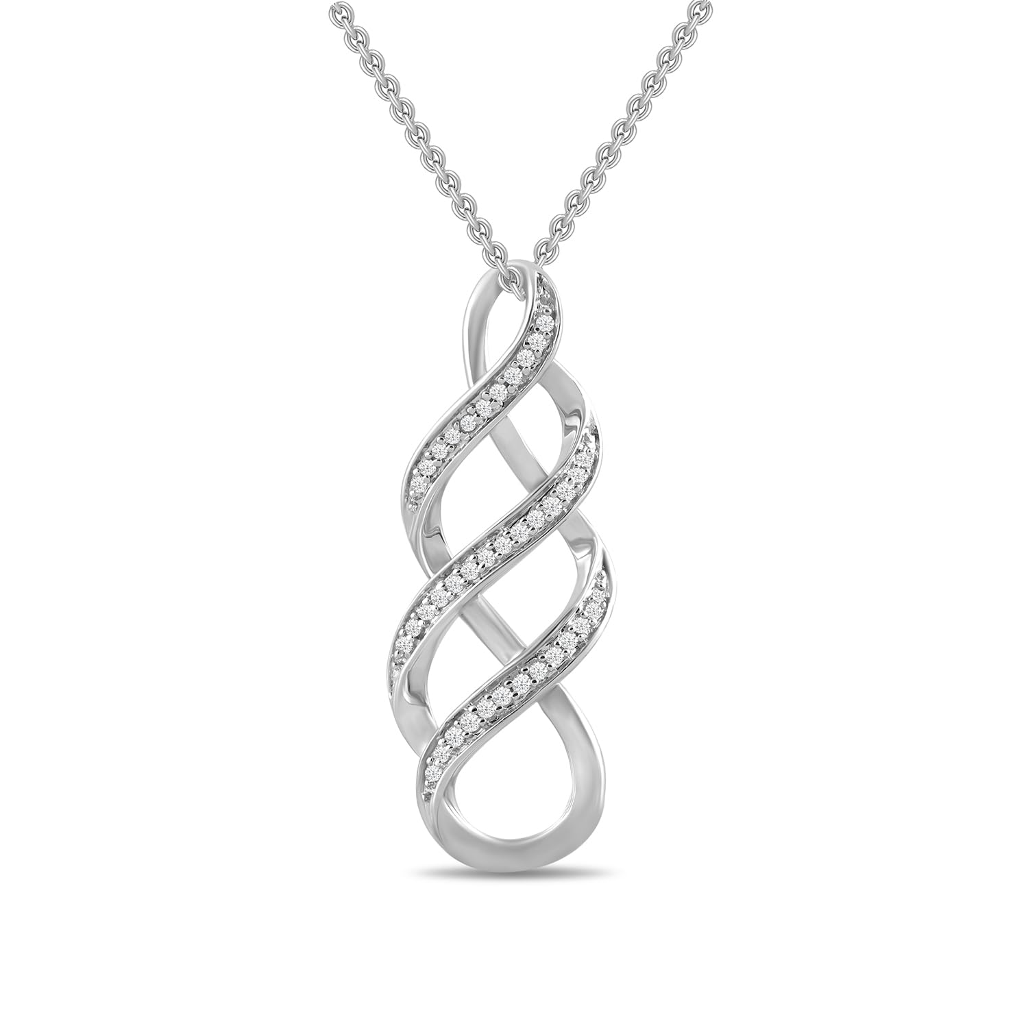 Amazon Essentials Women's Sterling Silver Diamond Twist Pendant Necklace (1/10 cttw), 18" (previously Amazon Collection)