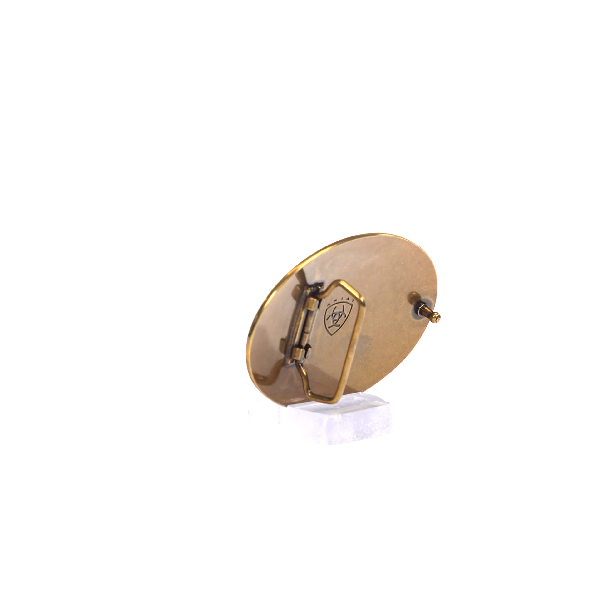 ARIAT Antique Gold Oval Buckle with Mexican Flag Colors and Gold Eagle Motif, Smooth Edge, 3-3/4" x 2-7/8"