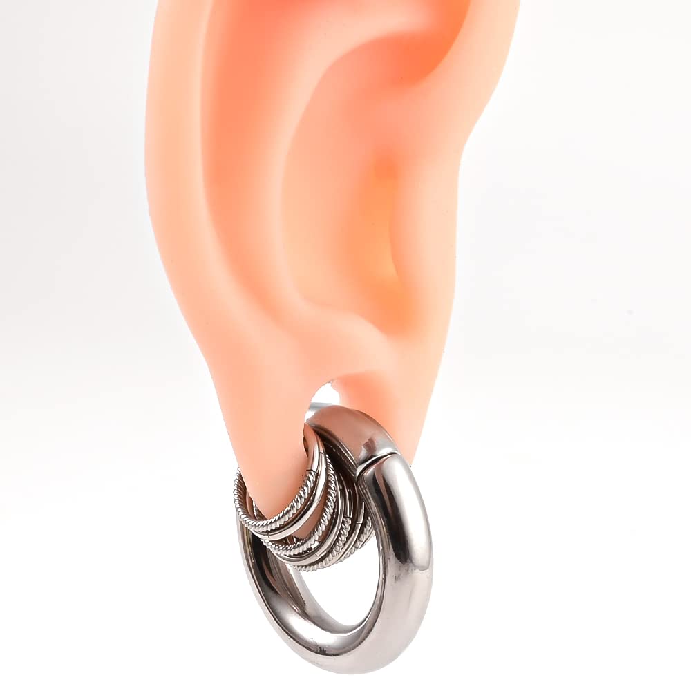 Atomhole 10 Ear Rings Set Hypoallergenic Stainless Steel Ear Gauges 2g 0g Plugs for Ears Body Piercing Jewelry (5 Basic + 5 Spiral, Silver)