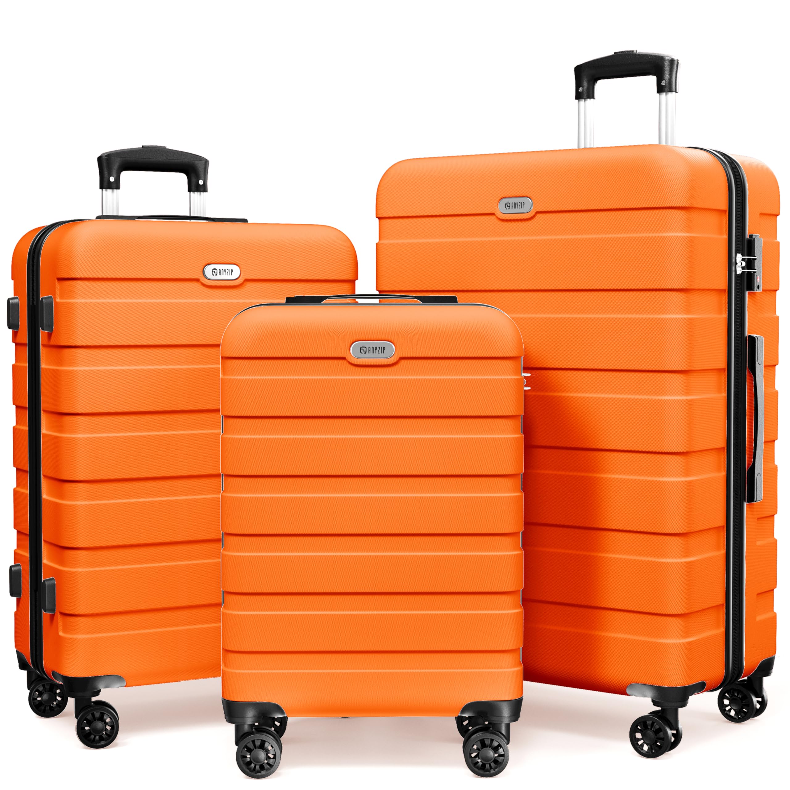 AnyZip Luggage PC ABS Hardside Lightweight Suitcase with 4 Universal Wheels TSA Lock Carry-On 20 Inch Orange