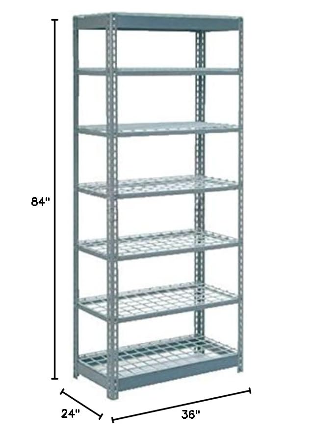 Global Industrial Heavy Duty Shelving 36"W x 24"D x 84"H With 7 Shelves, Wire Deck, Gray