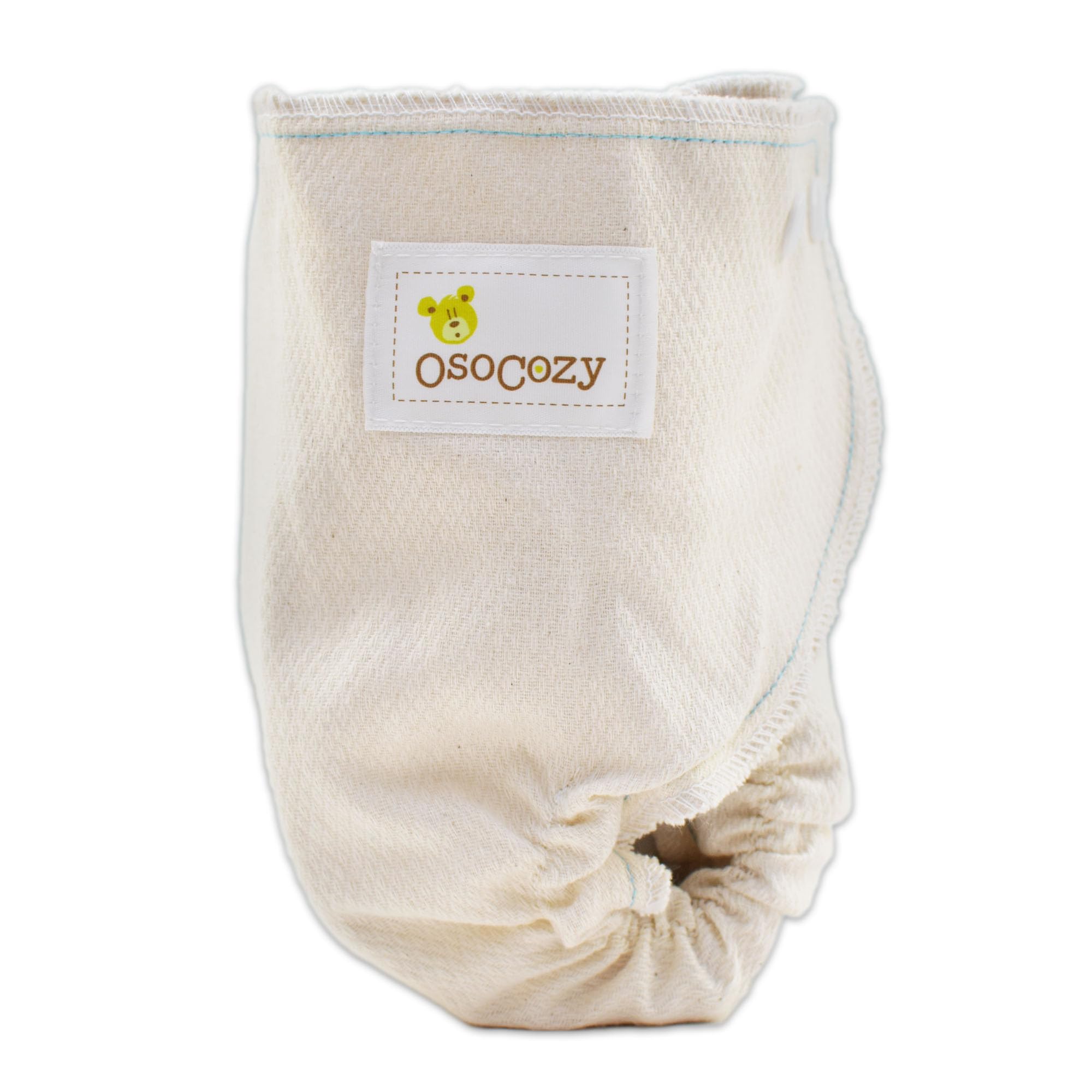 Osocozy Fitted Organic Diaper, 100% GOTS Certified Organic Cotton Birdseye Weave Fabric. Soft and Absorbent. Easy Snap Closures. Sewn in The USA. (Size: Small 7-13 Lbs)