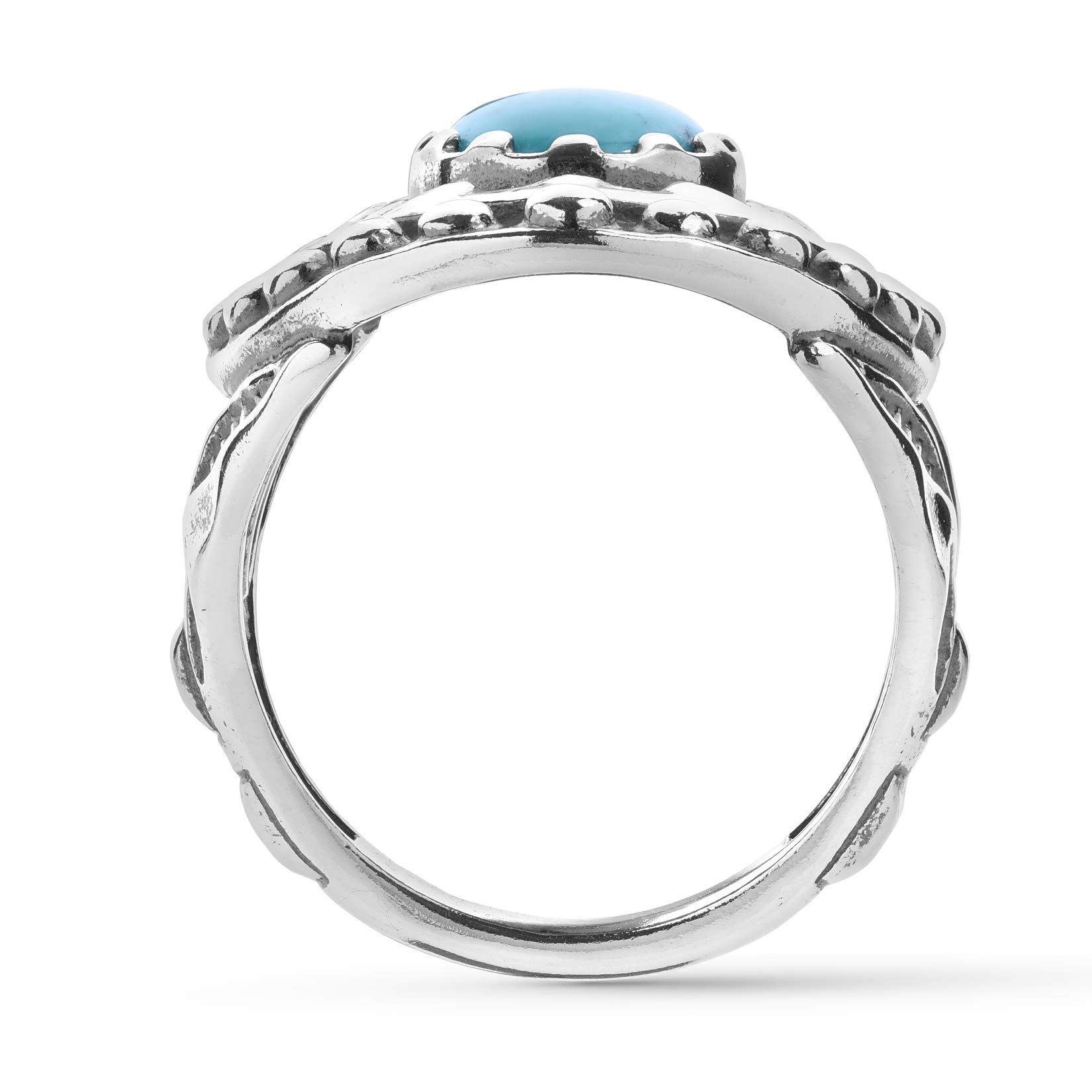 American West Sterling Turquoise Gemstone Sunburst Ring Size 10