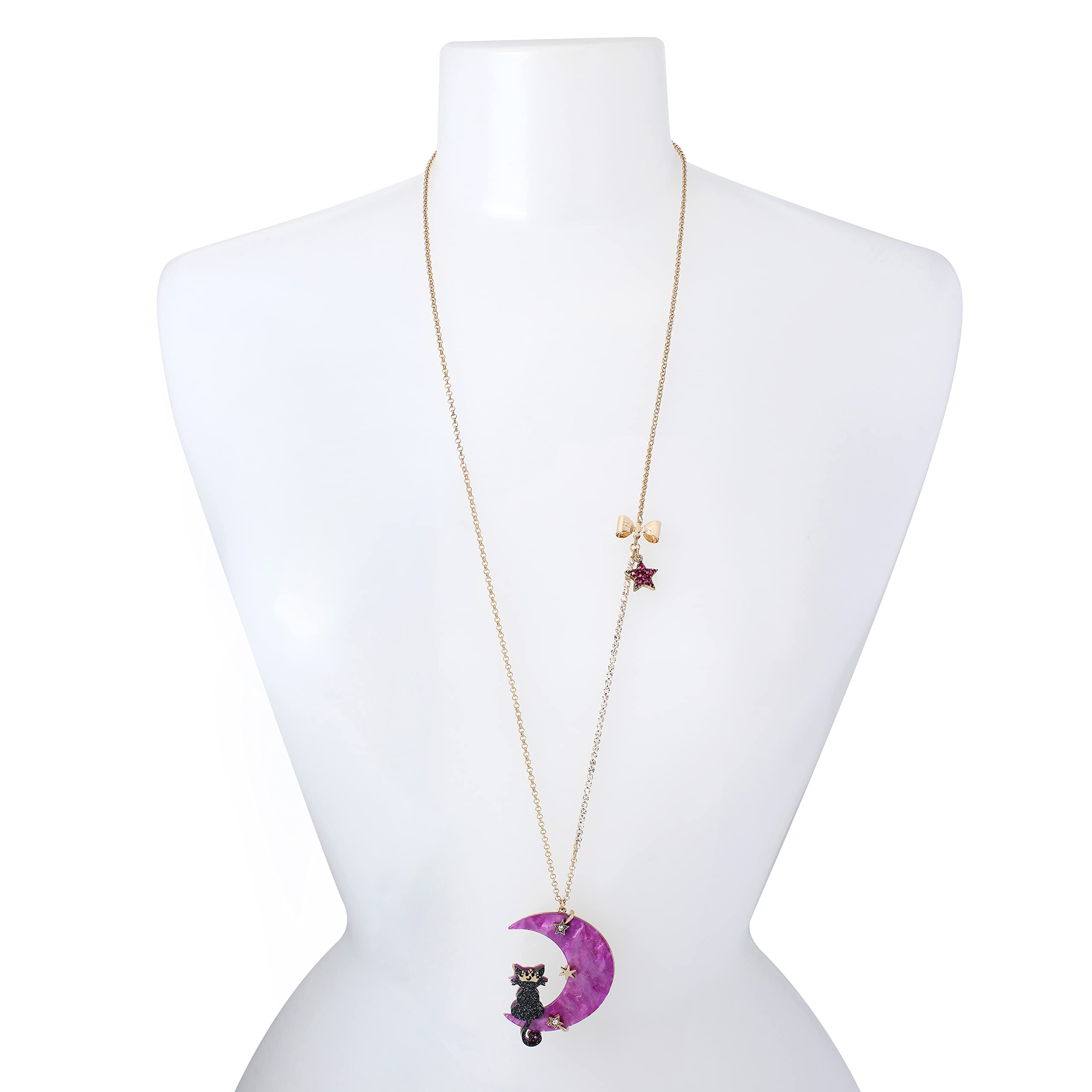 Betsey Johnson Cat Moon Pendant Necklace
