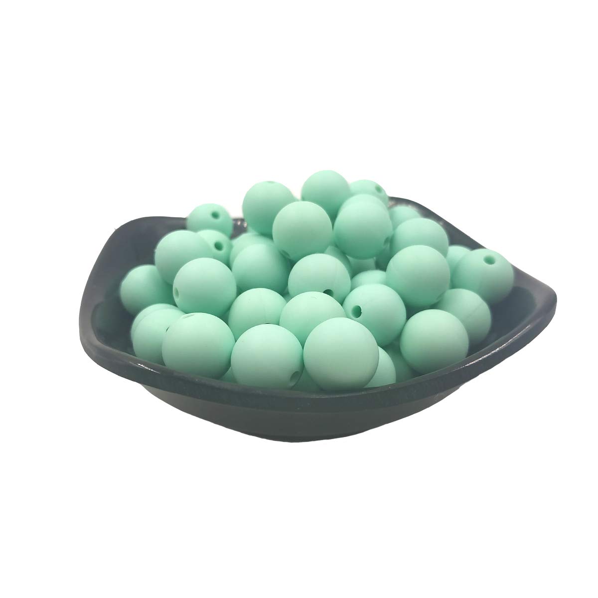 Alenybeby 100pcs Silicone Round Beads 12mm Silicone Pearl Beads for Bracelet DIY Beading Mom Jewelry Necklace Making Accessories (Mint Green)
