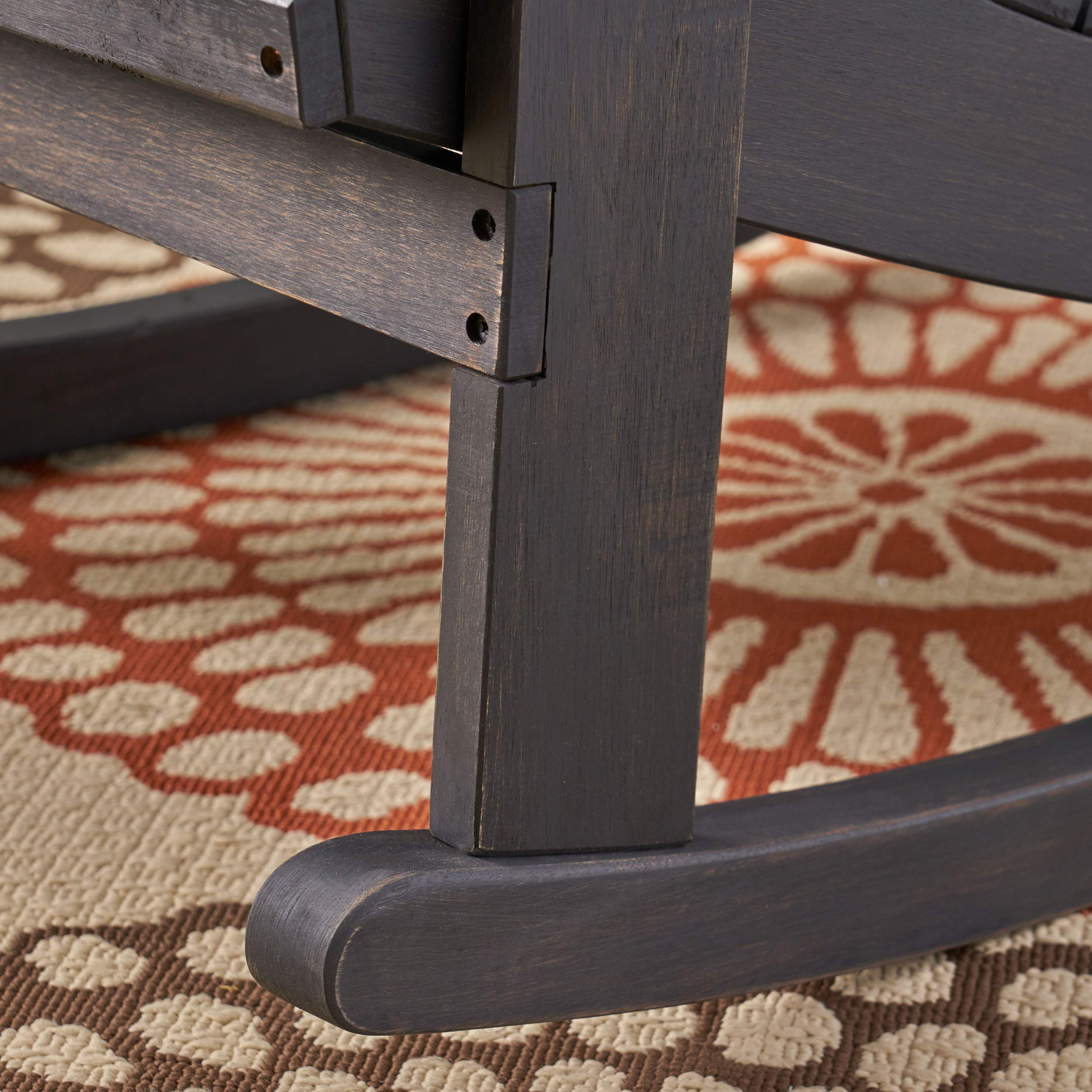 Christopher Knight Home Cara Outdoor Adirondack Acacia Wood Rocking Chair, Dark Gray Finish