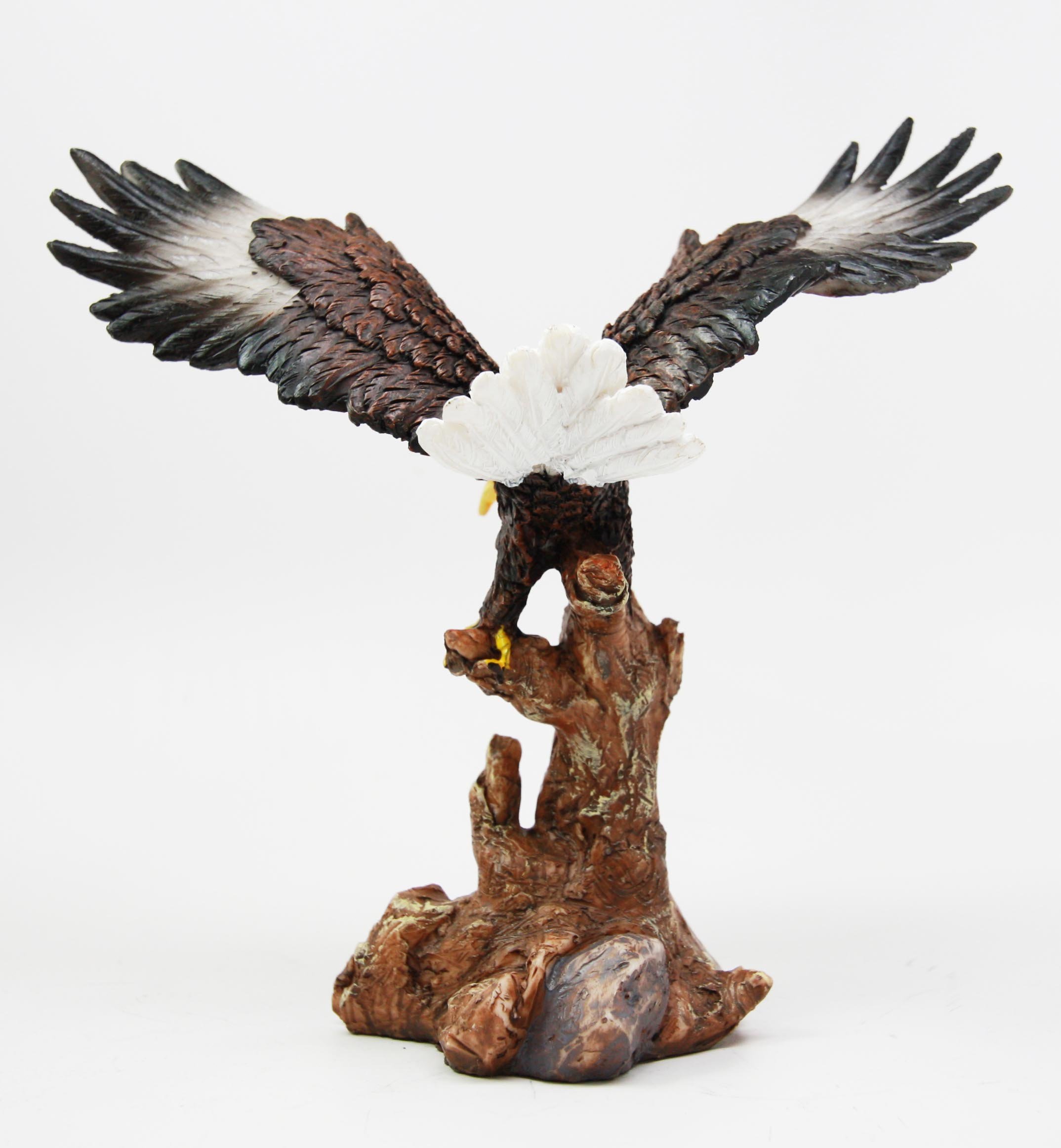 Ebros 7" Tall Bald Eagle Descending On Tree Branch Decorative Figurine As Patriotic Home And Office Decor Perching Eagles Wings Of Glory American Emblem Freedom Statues And Figurines