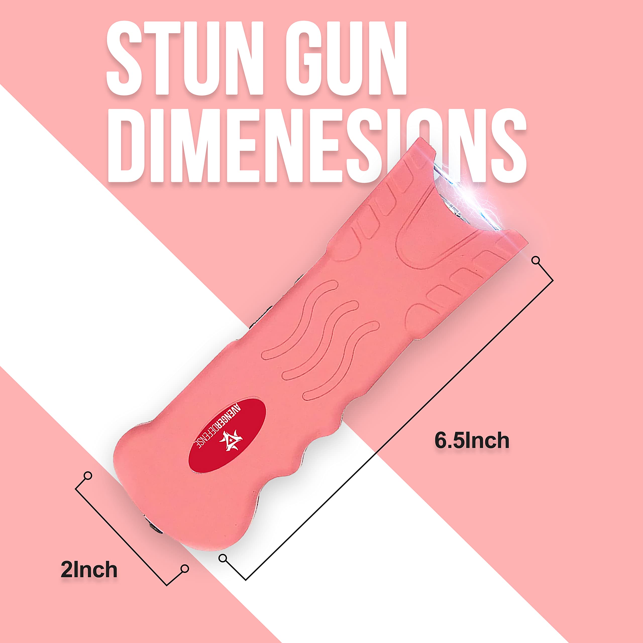 Avenger Defense Stun Gun for Self Defense with LED Flashlight Protection Device (ADS-80P)- (Baby Pink)