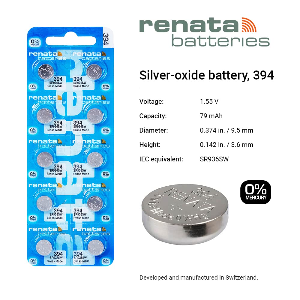 Renata Swiss 394 Siler Oxide Battery Ten Pack