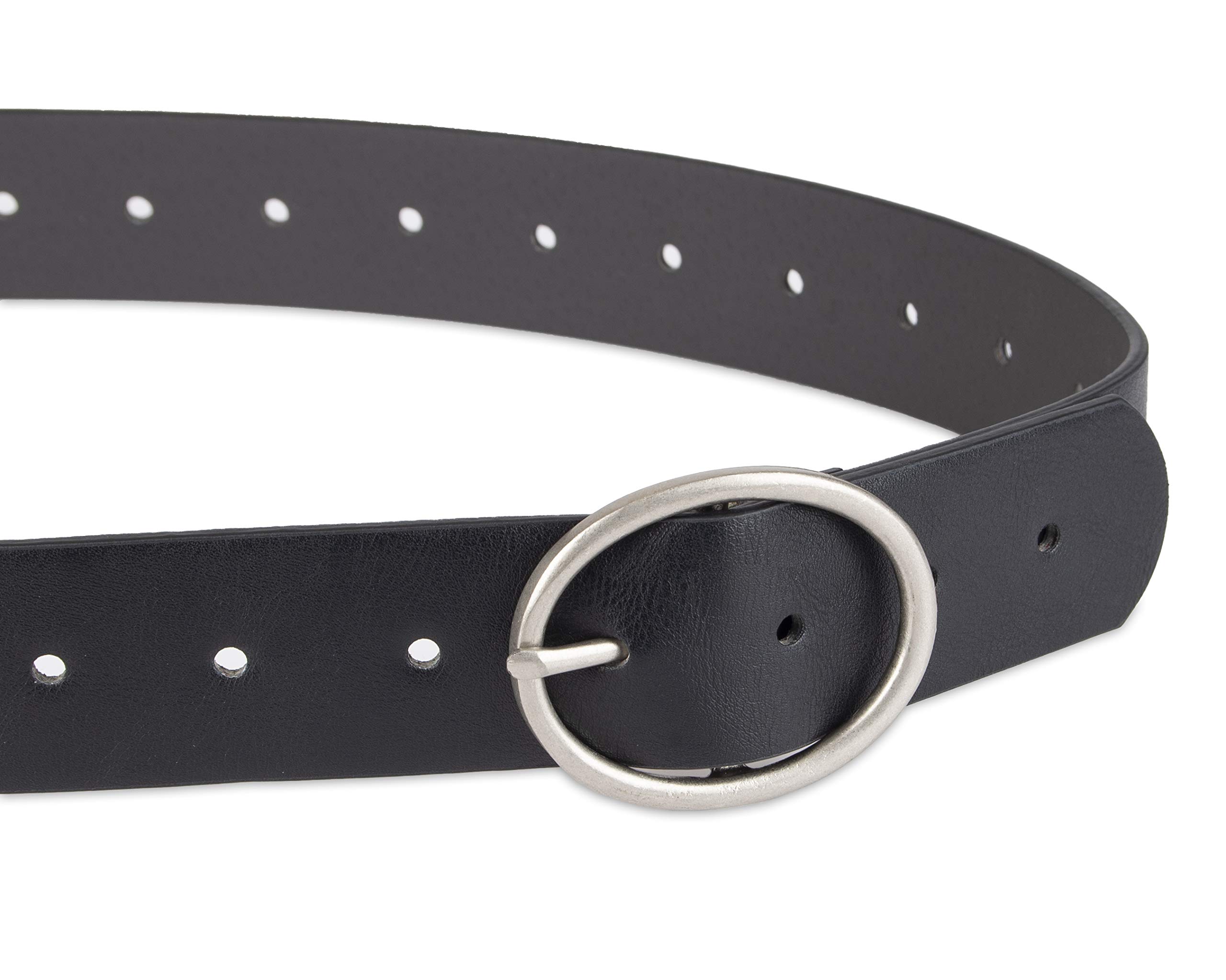Amazon Essentials Women's Fully Adjustable Belt with Round Buckle (Available in Plus Size), Black Casual, Large